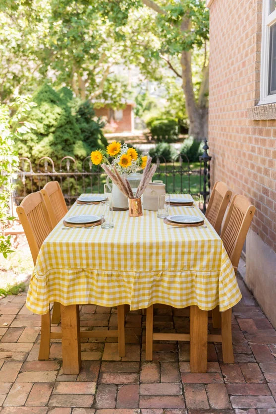 Square Ruffled Yellow Gingham Tablecloth - 60" x 60" – The Twiggery