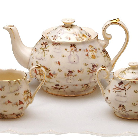 Snowman 3 Pc Tea Set- Teapot, Sugar Bowl, Pitcher – The Twiggery